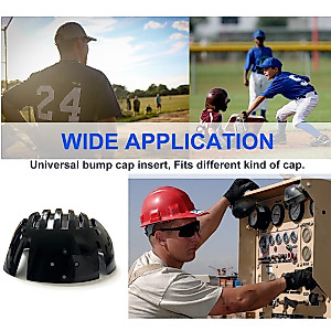 2 Pack Universal Bump Cap Insert, Baseball Caps Insert, Breathable and Lightweight Hard Hat Insert, Provide Head Protection (2 Pack Black)
