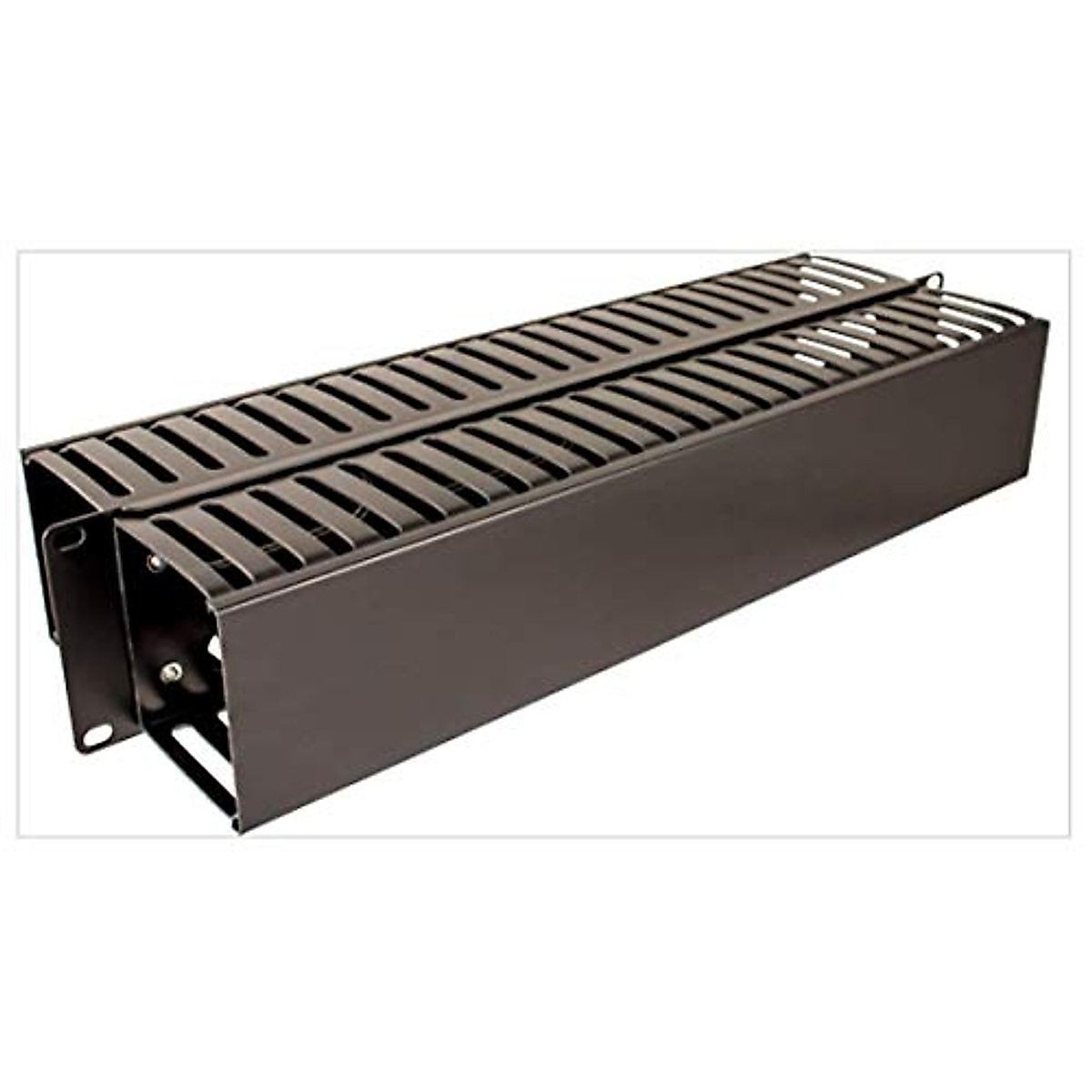 TeleDirect 2U Server Rack Wire Cable Management with Cover – Double Sided Finger Duct Rack Management Panel – Wire Duct Raceway Organize 19 Inch Rack (Single)