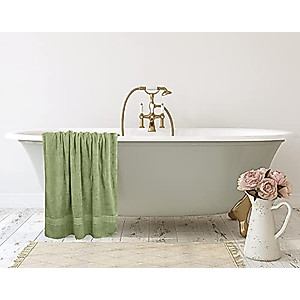 Utopia Towels Bundle Pack of 600 GSM Bath Sheet Set (2-Pack) and Banded Bath Mats (2-Pack) – 100% Ring-Spun Cotton – Highly Absorbent – Soft & Luxurious – Sage Green