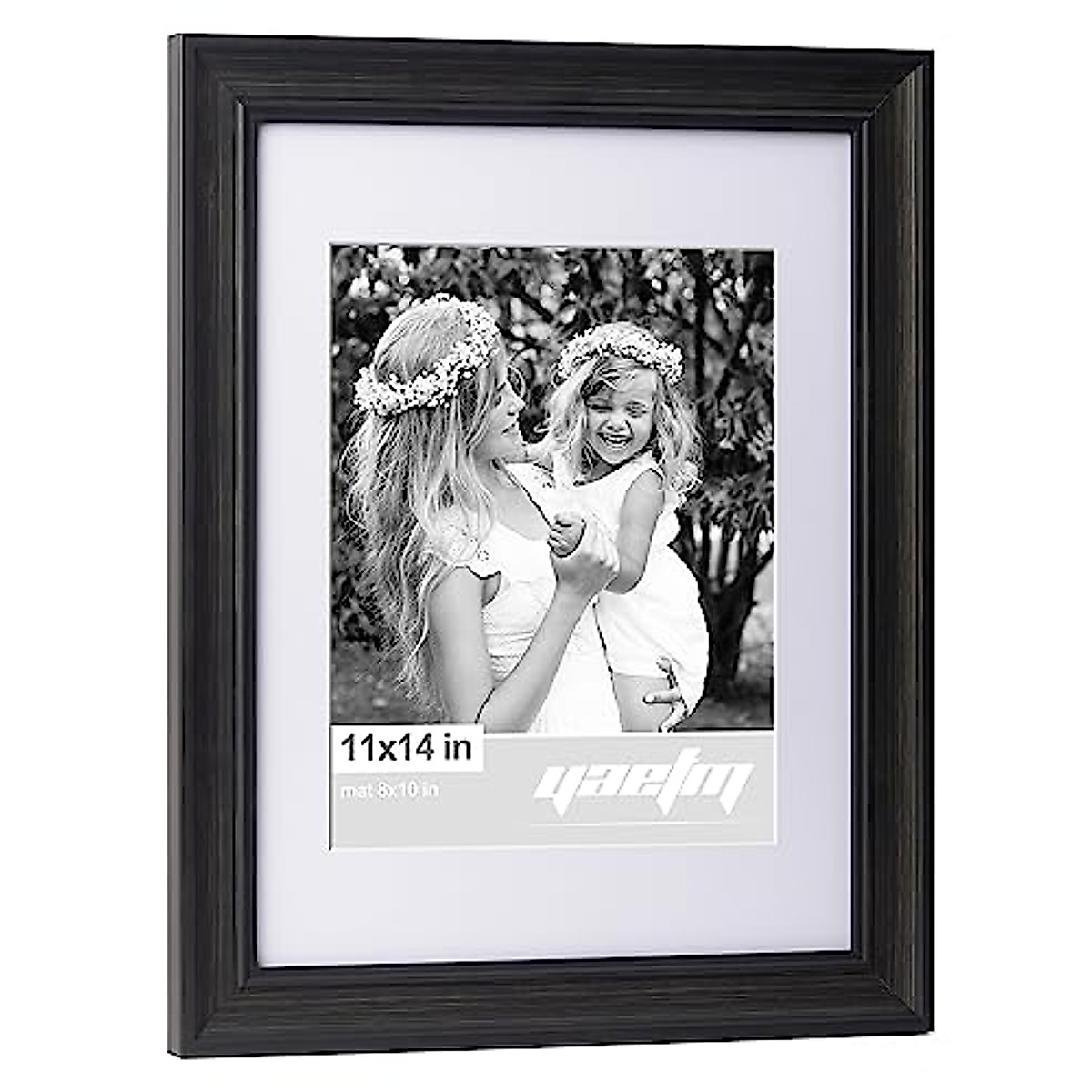 Yaetm 11x14 Picture Frame with Mat for 8x10 Set of 4, 1.4" Wide Molding & Distressed Black Photo Frames 11 x 14 with Tempered Glass for Wall Gallery, Home and Office, Wall Mount (4 pack, Black)