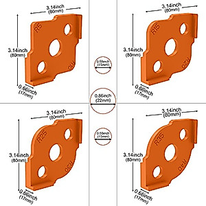 Radius Jig Router Templates Corner Radius Routing Templates, ABS+CNC high Hardness Processing Glue, Routing Rounded Corners Router Bit Templates, R5 R10 R15 R20 R25 R30 R35 R40 (1 Set of 4 Packs)