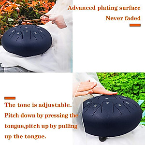 LOMUTY 12 Inches 30 CM Steel Tongue Drum-13 Notes C Major Tuned Percussion Instrument-Handpan Drum Sets with Bag, Music Book, Mallets and Finger Picks(Navy)