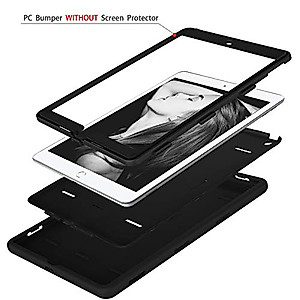Hocase iPad 9th Generation Case, iPad 10.2 2021 Case, Heavy Duty Shockproof Soft Silicone Rubber Bumper+Hard Plastic Hybrid Protective Case for iPad 9th/8th/7th Generation 10.2 - Black