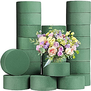 24 Pcs Round Floral Foam Blocks,Green Wet Foam Block,Dry Floral Foam,Wet Florist Styrofoam Block Flower Arrangement Supplies for Wedding Aisle Flowers,Arty Decoration,Party