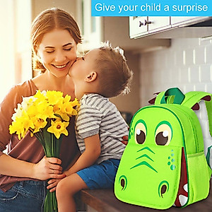 Dinosaur Backpack for Boys, 12" Toddler Preschool Kids Bookbag, Cute Animal Kindergarten Schoolbag
