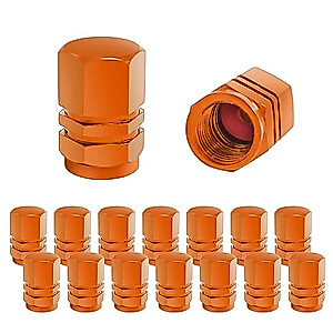 Fekey&JF 16 PCS Car Tire Valve Stem Caps, Waterproof Airtight Car Wheel Tire Valve Stem Covers Universal for Cars, Bicycles, Trucks, Motorcycles, Car Accessories for Men Women (Orange)