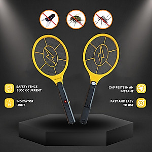 DEVOGUE® Pack of 2 Electric Fly Swatter Bug Zapper Battery Operated Flies Killer Indoor & Outdoor Pest Control Mosquito Zapper and Insect Catcher Racket (Packing May Vary)