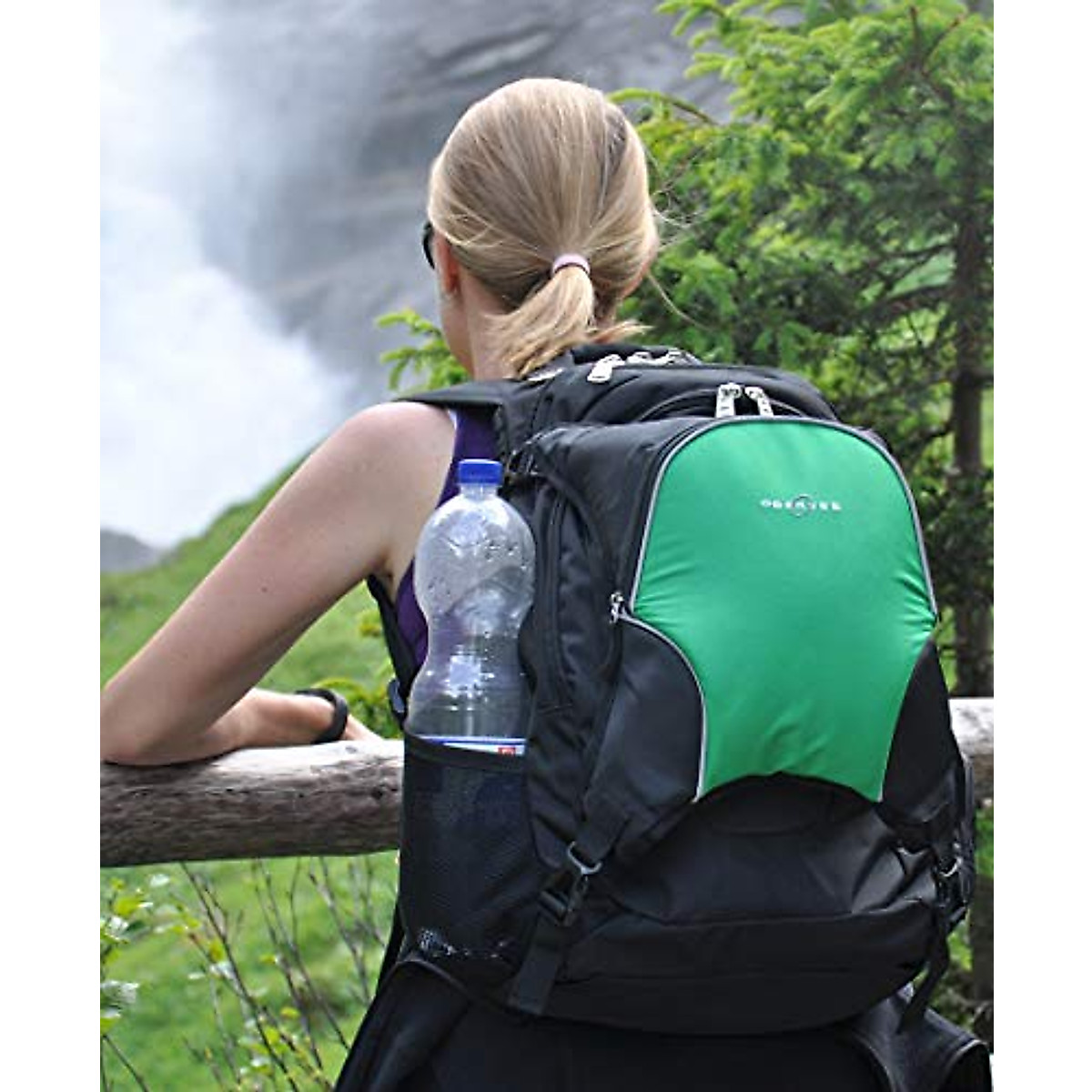 Bern Diaper Backpack, Shoulder Baby Bag, With Food Cooler, Clip to Stroller (Black/Yellow)