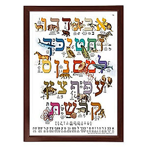 Hebrew Aleph Bet (Alef Bet) Animal Poster/Chart for Children with Print & Cursive Hebrew Alphabet (A3 11.7 x 16.5 in) Perfect for Hebrew Language Learner Beginners