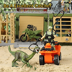FLYINTOYS Dinosaur Toys for Kids,Dinosaurs Figures Playset with trex,Soldier,Lab,Dino Cage,Hunting Equipment,Create a Dino World,Educational Toy Birthday for Toddler 3-9 Boys&Girls