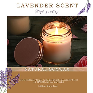 Jutom 48 Pack Mini Mason Jar Candles 4 oz Small Lavender Scented Wax Candles Bulk for Wedding Valentine Baby Shower Party Favors Aromatherapy Candles for Home Meditation(Rose Gold Lid)