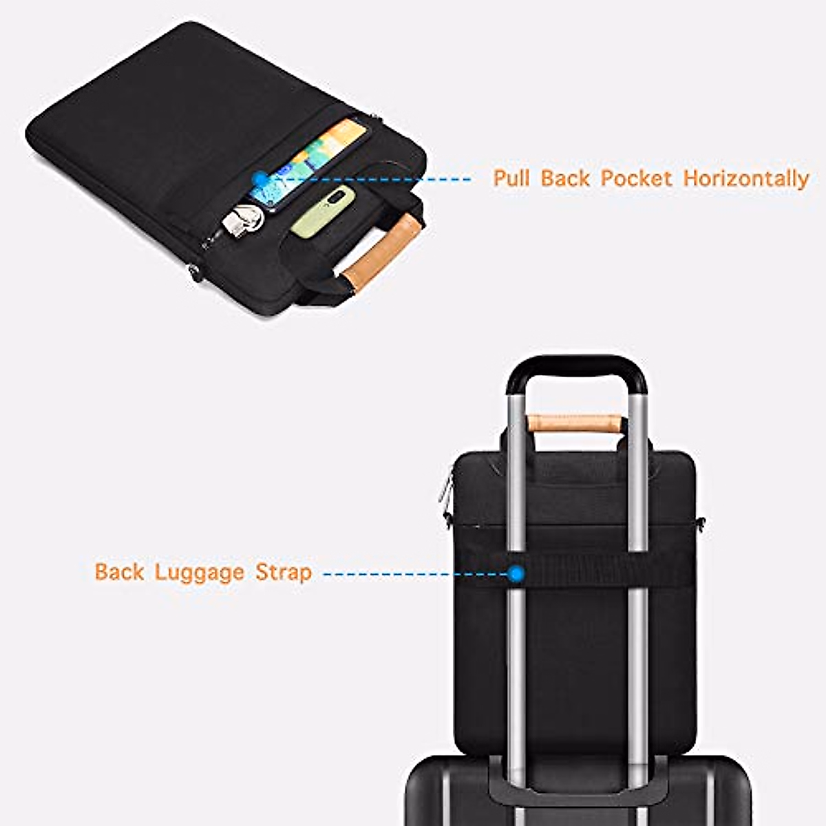 MOSISO Vertical Laptop Shoulder Bag Compatible with MacBook Air/Pro,13-13.3 inch Notebook,Compatible with MacBook Pro 14 inch 2023-2021 A2779 M2 A2442 M1 with Zipper Pockets & Belt, Black