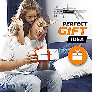 Toolbay Gadget Gift for Dad - All in one Stainless Steel Hammer Multitool with case and clip. Great Gadgets for mens stocking stuffer for home or car