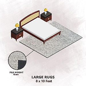 Handicrafts Home Wool Rug - 8x10 feet Handmade Area Rug - Premium Hand-Tufted Wool Boho Area Rug - Modern Decorative Rug for Office, Home, Hallway - Made in India - Still River Grey