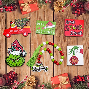 Christmas Tiered Tray Decorations - 6pcs Wooden Signs Table Centerpieces for Rustic Xmas Holiday Indoor Home Table Top Décor