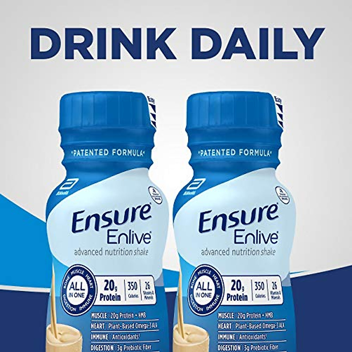 Ensure Enlive Meal Replacement Shake, 20g Protein, 350 Calories, Advanced Nutrition Protein Shake, Vanilla, 8 Fl Oz (Pack of 4)