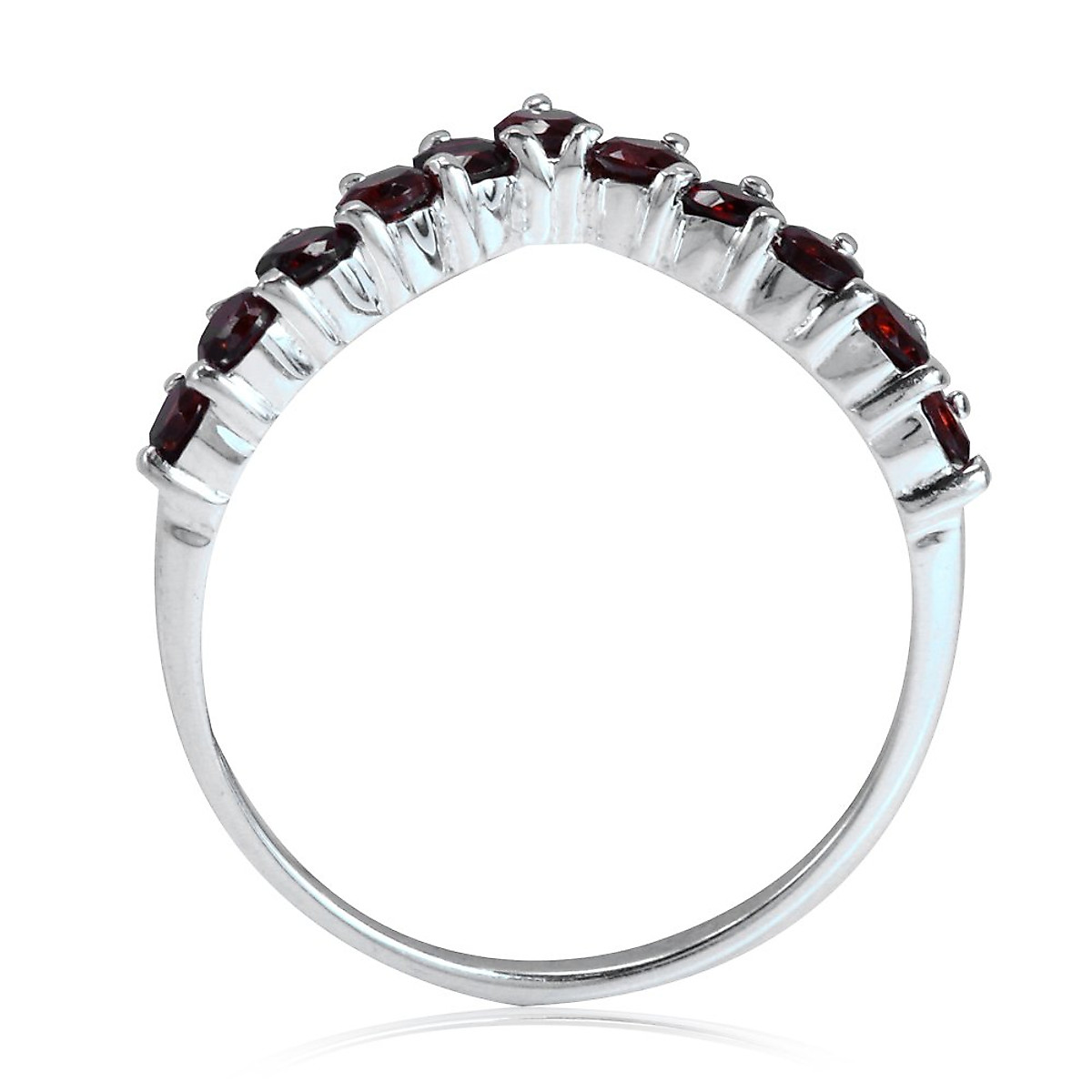 Silvershake 1ct. Natural Garnet 925 Sterling Silver V Shape Stack Stackable Ring Size 6.5