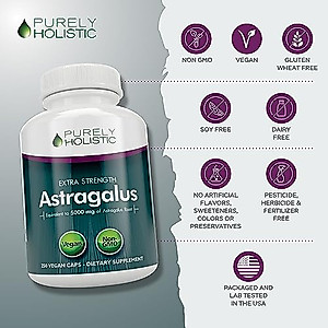 Astragalus Capsules 5,000 mg - 250 Capsules, 8+ Month Supply - Superior Strength Astragalus Root Extract 20:1 - Non GMO, Vegetarian & Vegan Friendly - Supports the Immune System & Cardiovascular