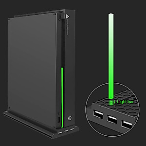 FASTSNAIL Vertical Cooling Stand Compatible with Xbox One X, Cooling Fan Stand Compatible with Xbox One X with 3 USB Ports and a Light Bar (Only Compatible with Xbox one X)