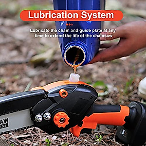 Brushless Mini Chainsaw Cordless 6 Inch 8 Inch with 2Pcs Lithium Battery and Auto-oil System, Electric Rechargeable 21v Small Handheld Portable Saws Yard Tool for Wood Cutting Tree Branches Trimming