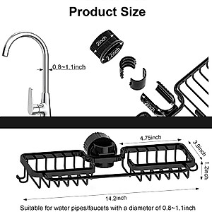 canjuxk Sponge Holder for Kitchen Sink,Kitchen Sink Sponge Holder Aluminum Organizer for Kitchen Bathroom Accessories Compatible with Faucets 0.8-1.1 Inches in Diameter