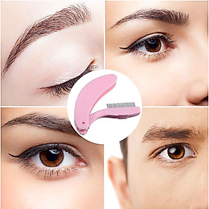 4 Packs Folding Eyelash Comb, Stainless Steel Metal Teeth Eyebrow Separator Comb Lash and Brow Makeup Applicator Brush Professional Tool for Define Lash