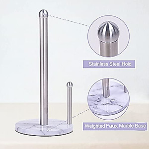 Nuovoo Stainless Steel Paper Towel Holder Countertop, Brushed Silver Paper Roll Holder, Standing Towel Dispenser Stand with Weighted Base, Large Size for Kitchen Toilet Bathroom Dining Table
