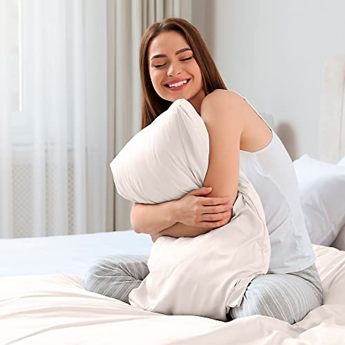 ANNIKA SILK 100% Mulberry Silk Pillow Case for Hair and Skin - 22 Momme 6A Queen Size (20" x 30") Silk Pillow and Sleep Mask Set with Small and Big Hair Tie