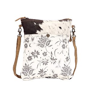 Myra Bag Anemone Upcycled Canvas & Cowhide Small Crossbody Bag S-1499