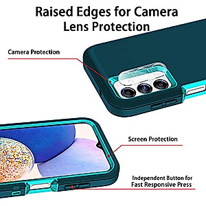 Hucasok for Galaxy A14 5G Case,Samsung Galaxy A14 5G Case with 2 Pack Screen Protector+2 Pack Camera Lens Protector Shockproof Rugged Full Body Protection Heavy Duty 3-Layer Durable Cover,Turquoise