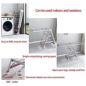 Shenairx Clothes Drying Rack Folding Indoor,Foldable 3-Level Laundry Drying Rack,Free-Standing Drying Rack,with Height-Adjustable Wings,Sock Clips,for Clothes,Sheets,Shoes(180cm)