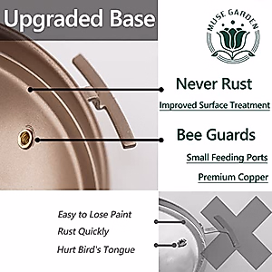 Muse Garden Upgraded Replacement Metal Base, Fits Hummingbird Feeders of Muse Garden Only, Bee Guards and No Rust, Safe for Hummingbirds, Copper+ Red Color Bottom, Containing 2 Seals