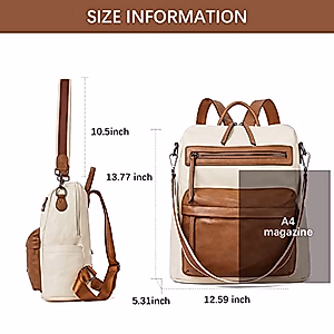 BOSTANTEN Leather Backpack Purse for Women Fashion Designer Shoulder Bag Convertible Travel Backpack Purses Brown-beige