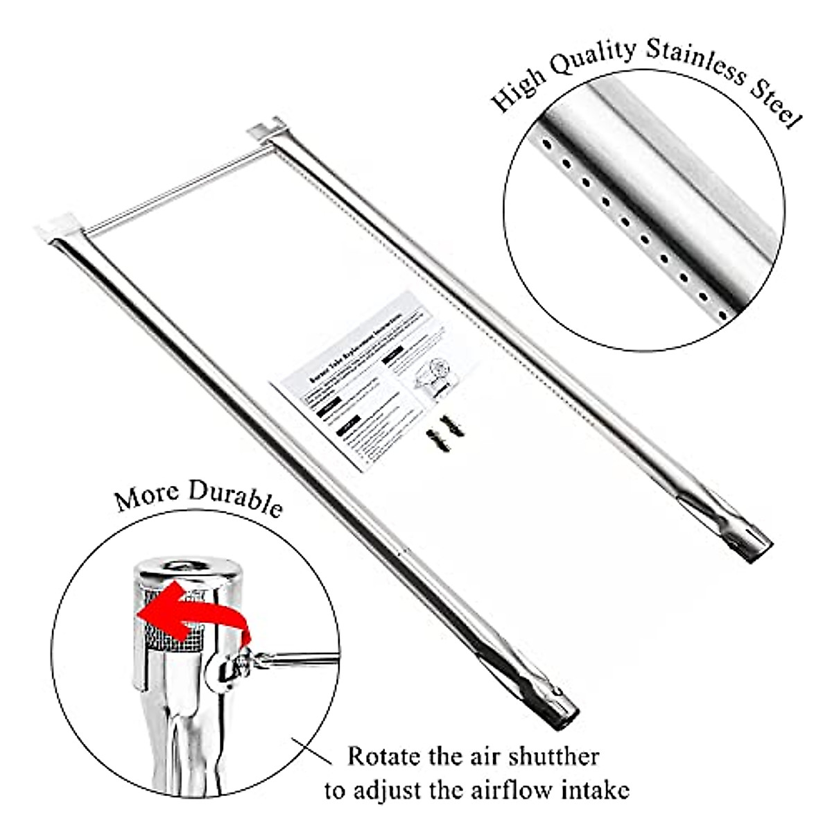 Hisencn Burner Tube, Flavorizer Bars, Cooking Grates for Weber Spirit 200 Series, Weber E-200, E-210, S-200, S-210, Genesis Silver A, Spirit 500 (with Side Control), Spirit E210 Parts