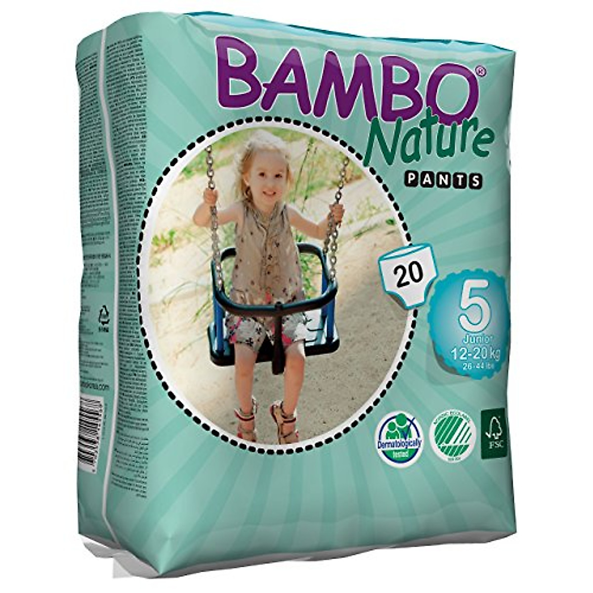 Bambo Nature Eco Friendly Baby Training Pants Classic for Sensitive Skin, Size 5 (26-44 lbs), 20 Count