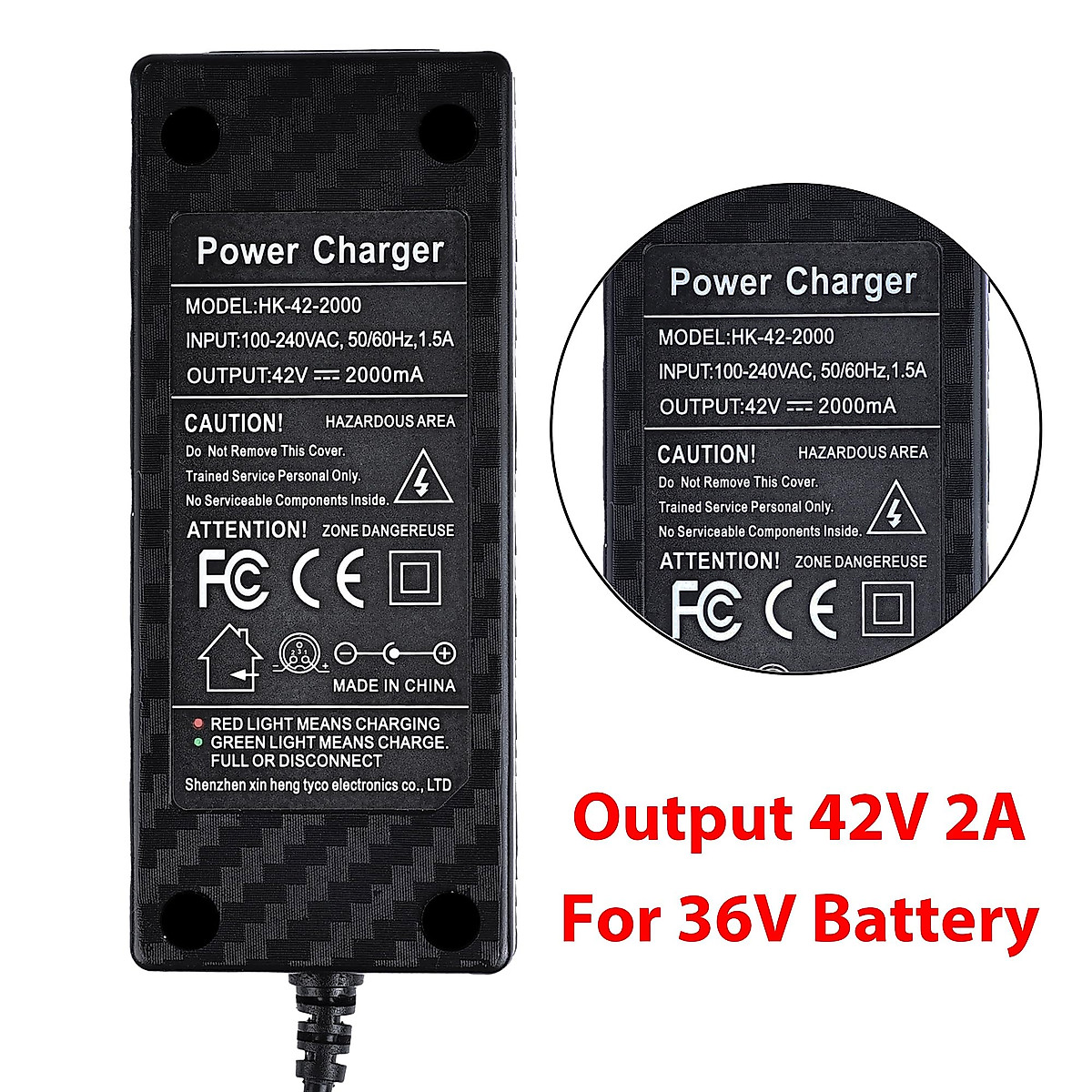 42V 2A Power Adapter PowerFast Mini 3-Prong Inline Connector for Pocket Mod, Sports Mod, and Dirt Quad Lithium Battery Charger