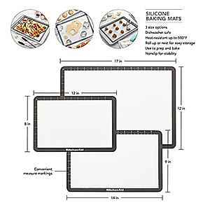 KitchenAid Silicone Baking Mat, 8x12-Inch, Gray