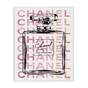 Stupell Industries Glam Perfume Bottle With Words Pink Black XXL Stretched Canvas Wall Art, Proudly Made in USA