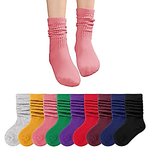 KEREDA Little Kids Girls Slouch Crew Socks Toddler Cotton Dress Sock 1-3 T Multicolor