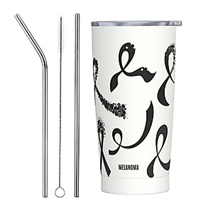 Uniwneds May Is Melanoma Awareness Month Mugs Stainless Steel Tumbler With Lid And Straw 20 Oz Insulated Travel Coffee Mugs Cap Bottle Gifts For Women Men