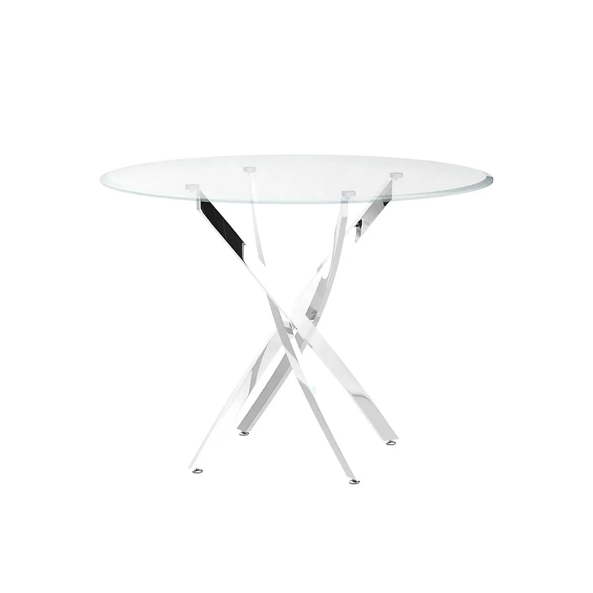 36" Round Dining Table for 4, Glass Kitchen & Dining Room Tables, Modern Circle Dining Room Table w/0.39" Tempered Glass Tabletop,Silver Finish Stainless Steel Legs for Dinner Small Space(No Chairs)