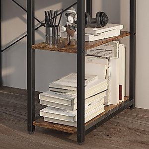 Treesland Computer Desk, 47" Office Desk with Monitor Shelf, Dual Tiers Home Office Gaming Desk with Drawers, Work Desk with Double-Layer Storage Rack, Stable Writing Desk, Rustic Brown