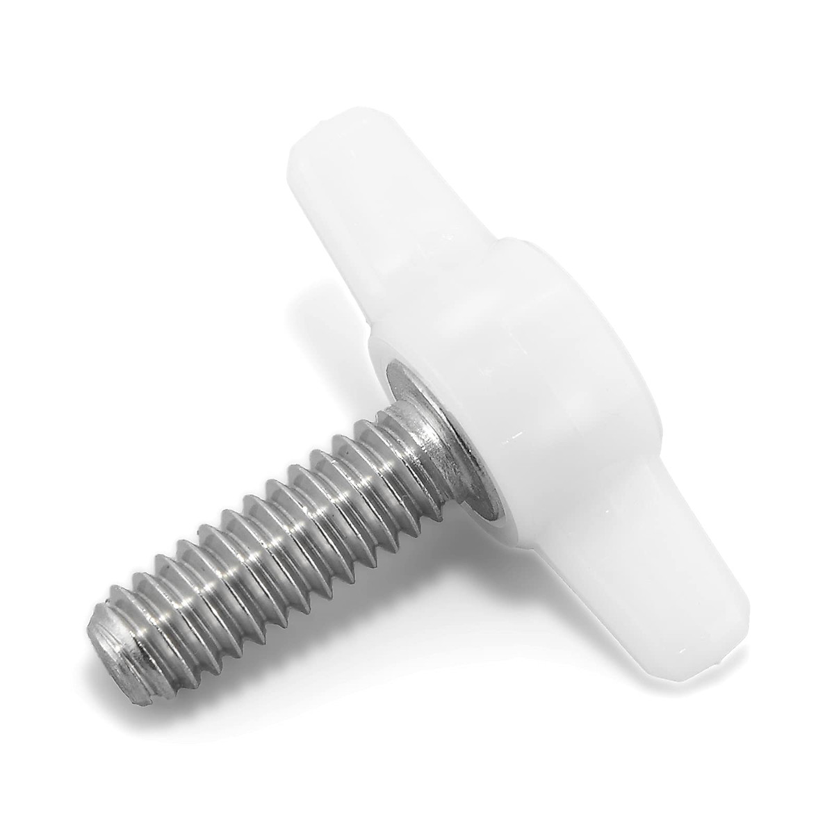 1/4"-20 x 3/4" Thumb Screw Stainless Steel - White Tee Wing Plastic Knob - Standard/Coarse Thread Thumbscrew - Length: 0.750" - Proudly Built in USA - Package of (4)