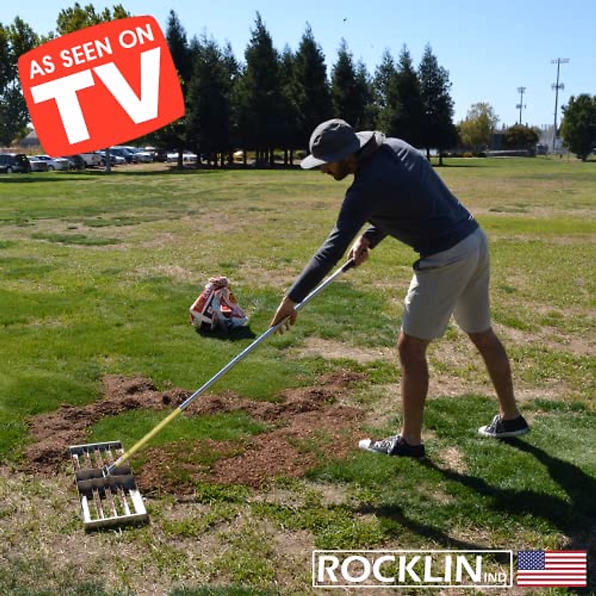 Rocklin™ Lawn Leveling Rake | Levelawn Tool | Level Soil or Dirt Ground Surfaces Easily | 30” x 10” Ground Plate | 78” Extra Long Handle | Stainless Steel