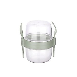 GanoOne On the Go Cups, Take and Go Cup with Topping Cereal or Oatmeal Container, Portable Lux Cereal To-Go Container with Top Lid Granola & Fruit Compartment (Grey)