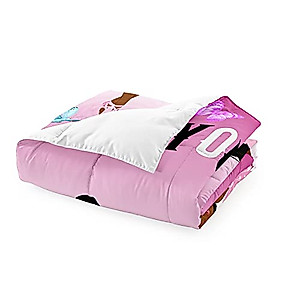 BATATADOCE Cute Little Ballet Bedding Sets African American Black Girls Pink Comforter Set Pink Princess Bed Set Kids Full Size Comforter Sets for Girls Bedroom,1 Comforter + 2 Pillowcases