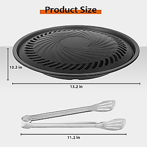 Japan BBQ Plate (Large) | Stovetop Korean BBQ Non-Stick Round Barbecue Grill Pan by Fapend | Free 304 Stainless Steel Barbecue Tongs (Japan Import)