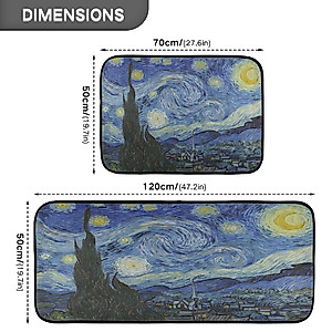 ALAZA Van Gogh Starry Sky Oil Painting 2 Piece Kitchen Rug Floor Mat Set Runner Rugs Non-Slip for Kitchen Laundry Office 20" x 28" + 20" x 48"