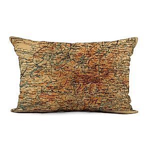 Topyee Throw Pillow Cover 12x20 Inch History Adirondacks Map from Baedeker Travel County Forests Mountains Home Decor Pillowcase Lumbar Pillow Case Cushion Cover for Sofa Couch Bed