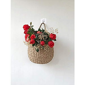 ArteeHome Wall Hanging Medium and Small Storage Baskets, Plant Basket, Woven Wicker Seagrass Hanging Basket, Utensils Holder for Kitchen, Front Door Basket, Boho Chic Decor, Set of 2 pcs
